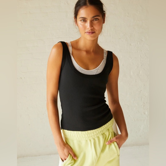 Free People | Tops | Nwot Fp Movement Baby Ribbed Knit Tank With Scoop ...